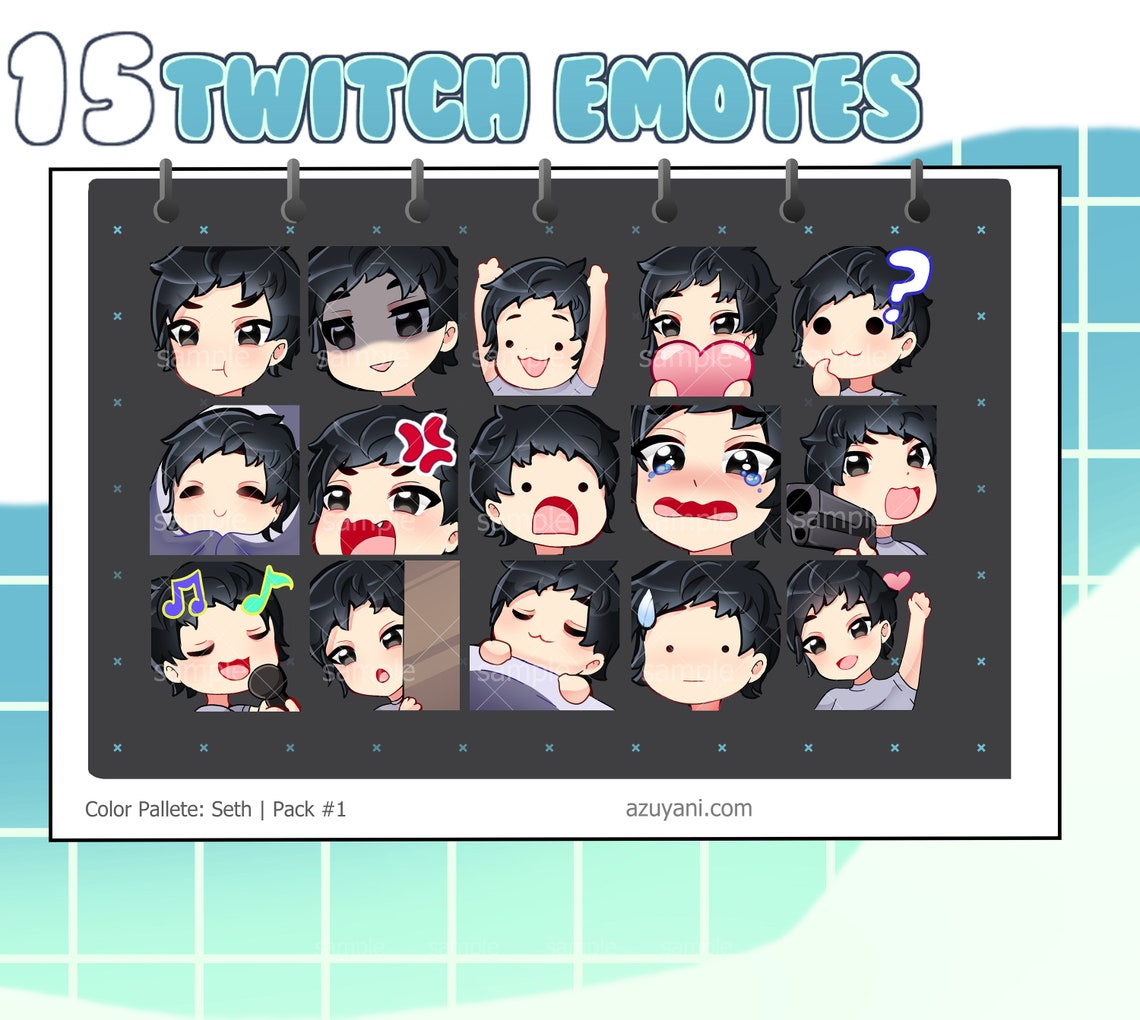 Twitch Emote Pack 1 Seth : Black Hair Black Eyes Emotes - Etsy Norway