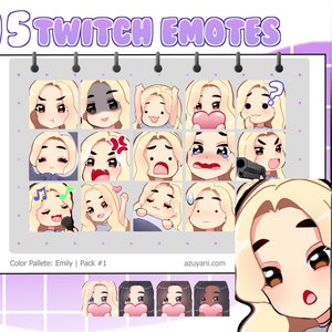 Twitch Emote Pack #1 ( Emily : Blonde Hair, Brown Eyes ) Emotes for ...