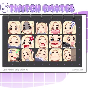 Twitch Emote Pack #1 ( Emily : Blonde Hair, Brown Eyes ) Emotes for ...