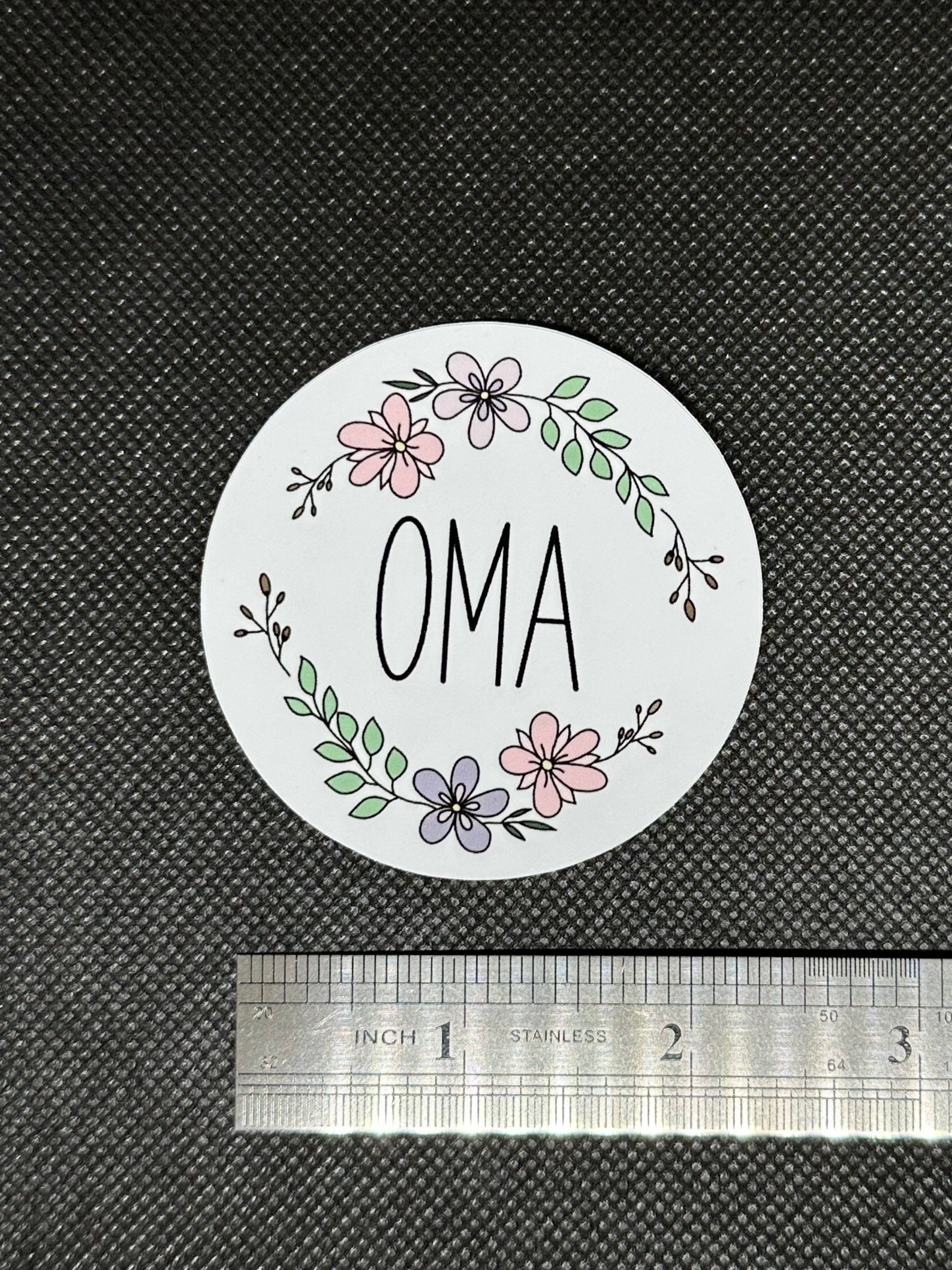 Oma (grandma in German) Round Sticker With Floral Design - Etsy