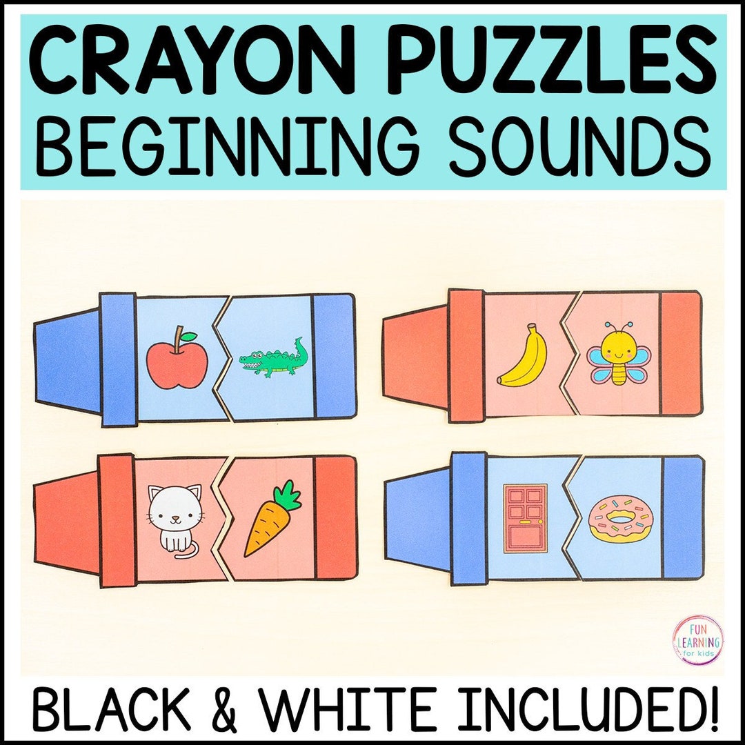 Back to School Beginning Sounds Crayon Puzzles - Etsy
