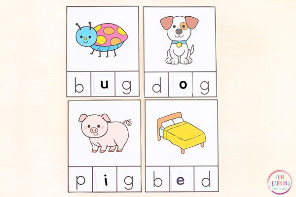 CVC Word Work Centers and Activities for Blending CVC Words Short Vowel ...