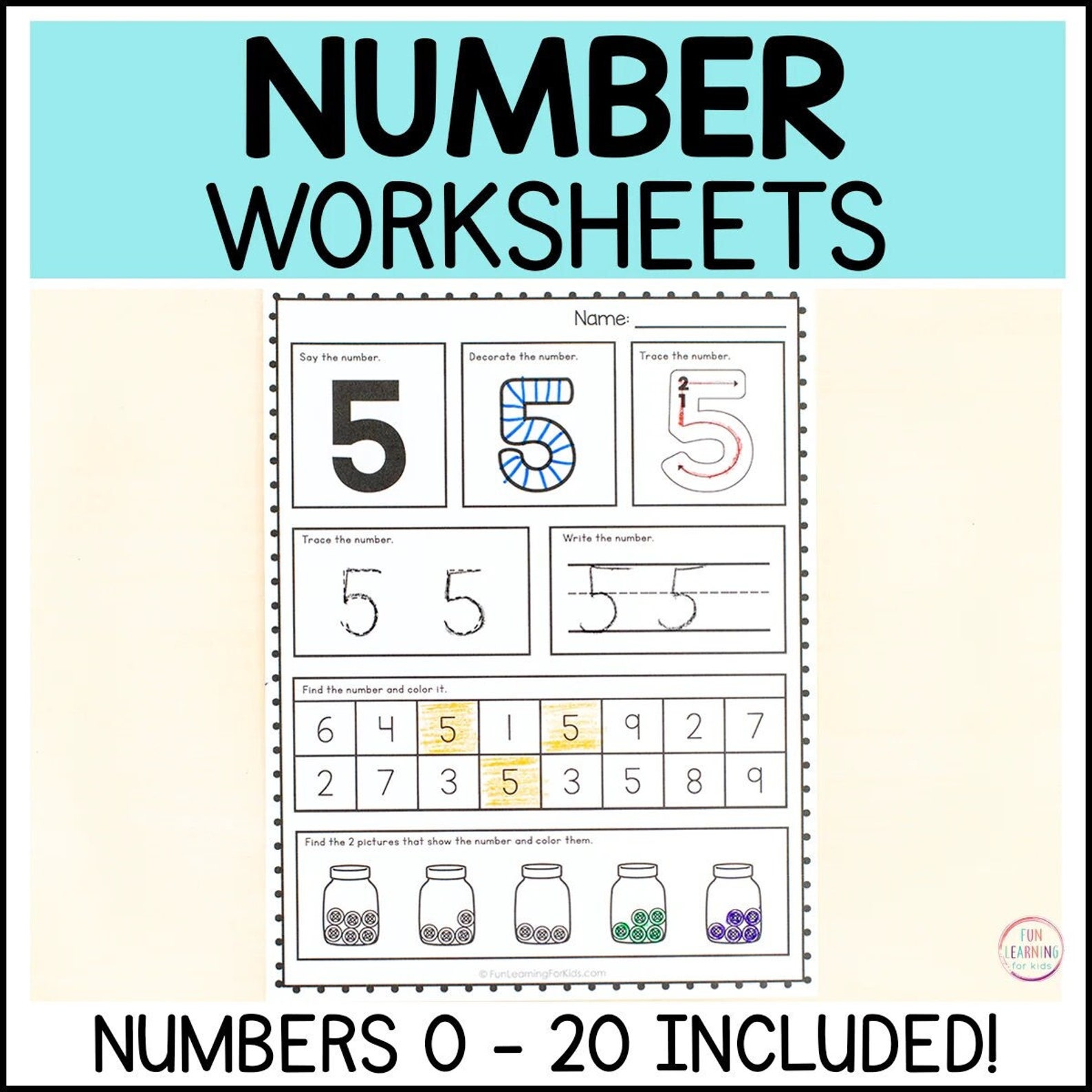 Number Worksheets | Number Sense Worksheets | Number Practice Pages - Etsy