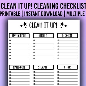 Cleaning Checklist, Blank Printable Checklist, Printable to Do List ...