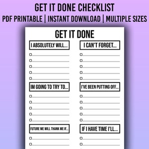 Get It Done Checklist, Blank Printable Checklist, Printable List ...