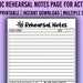 Rehearsal Notes Page for Actors - Notes Page Printable - PDF Printable ...