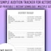 Audition Tracker for Actors - Actors Printable Tracker - Audition Log ...