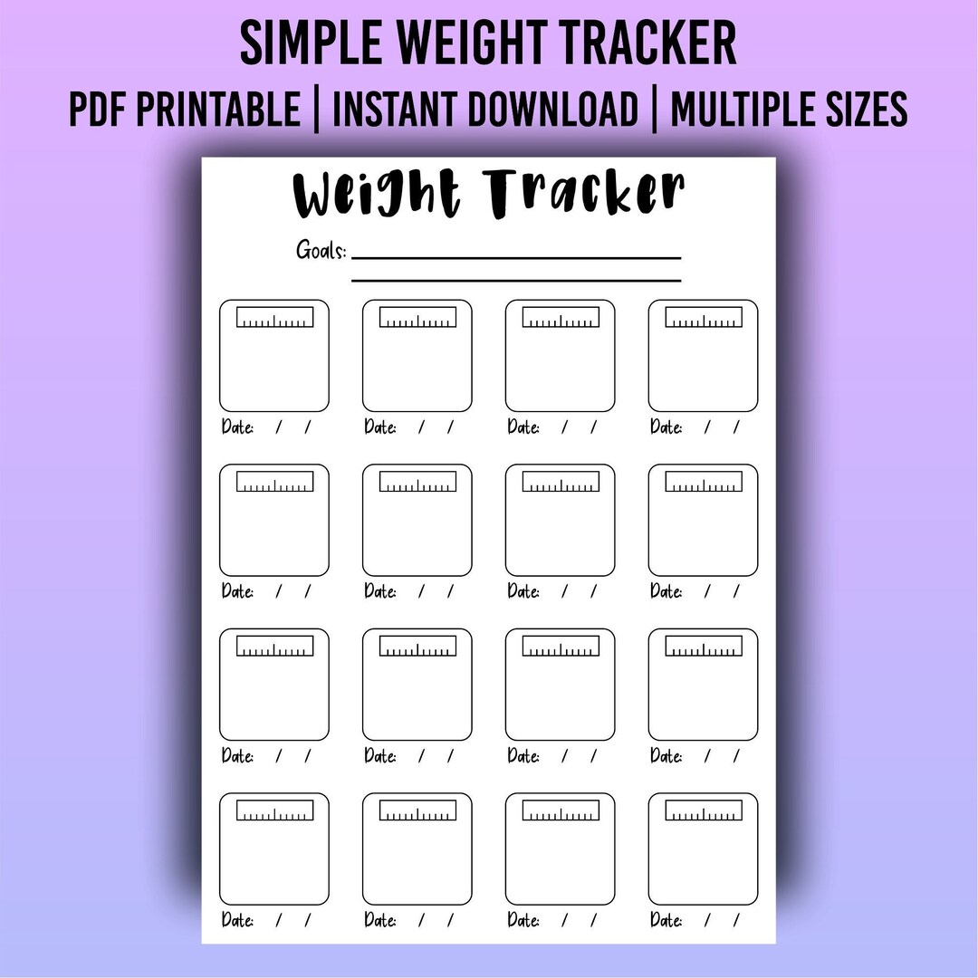Weight Tracker, Printable Weight Tracker, PDF Weight Tracker, Weekly ...