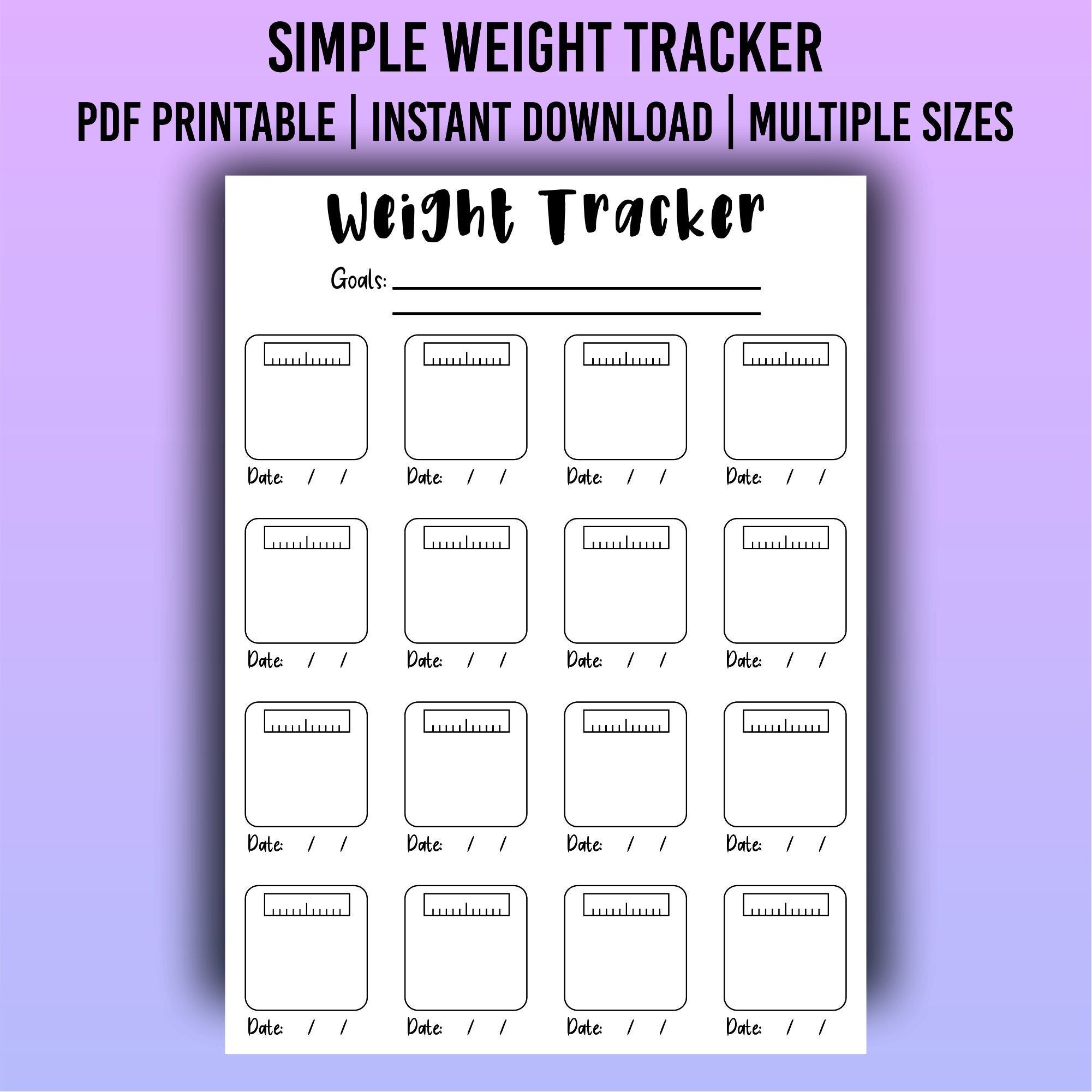 Weight Tracker, Printable Weight Tracker, PDF Weight Tracker, Weekly ...