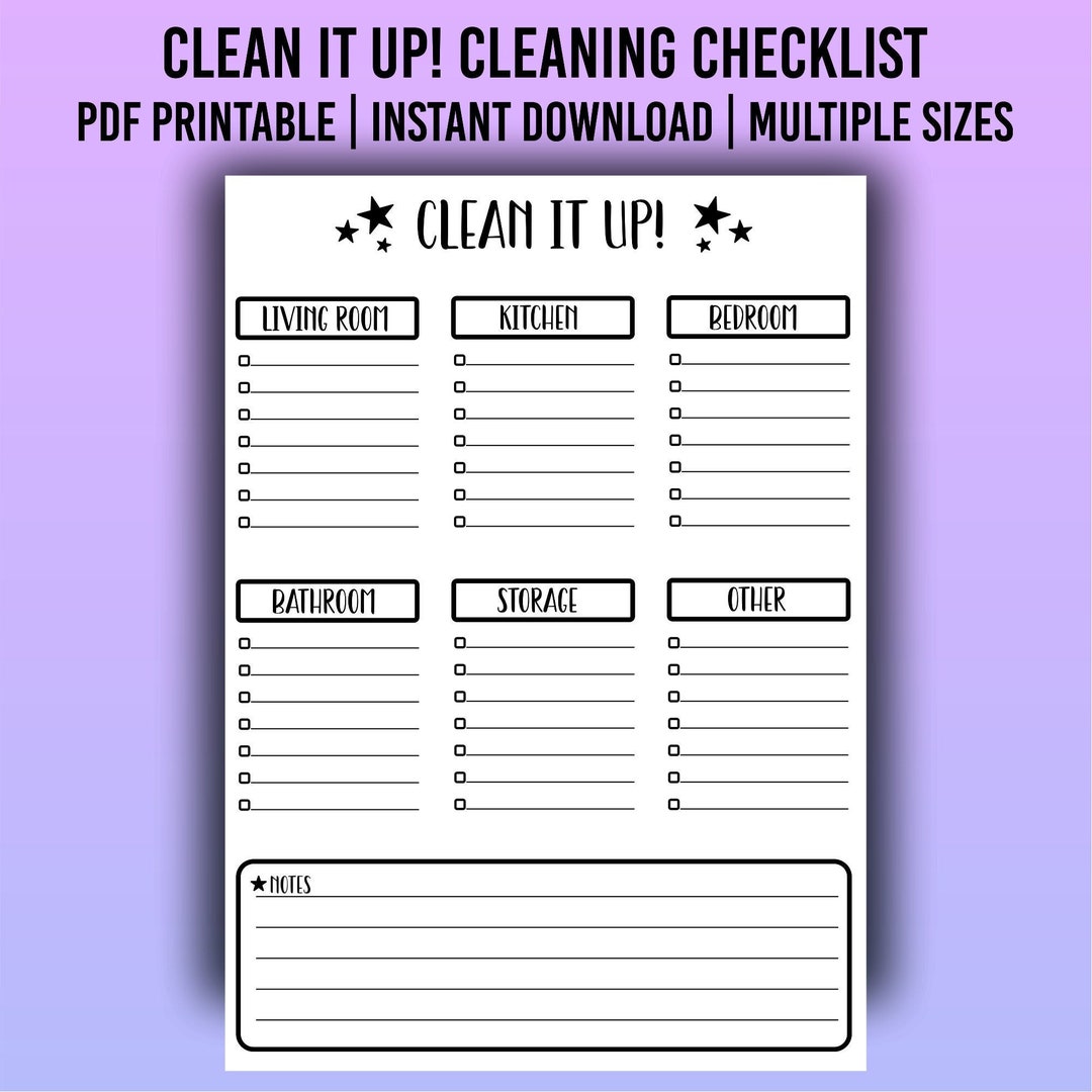 Cleaning Checklist, Blank Printable Checklist, Printable to Do List ...