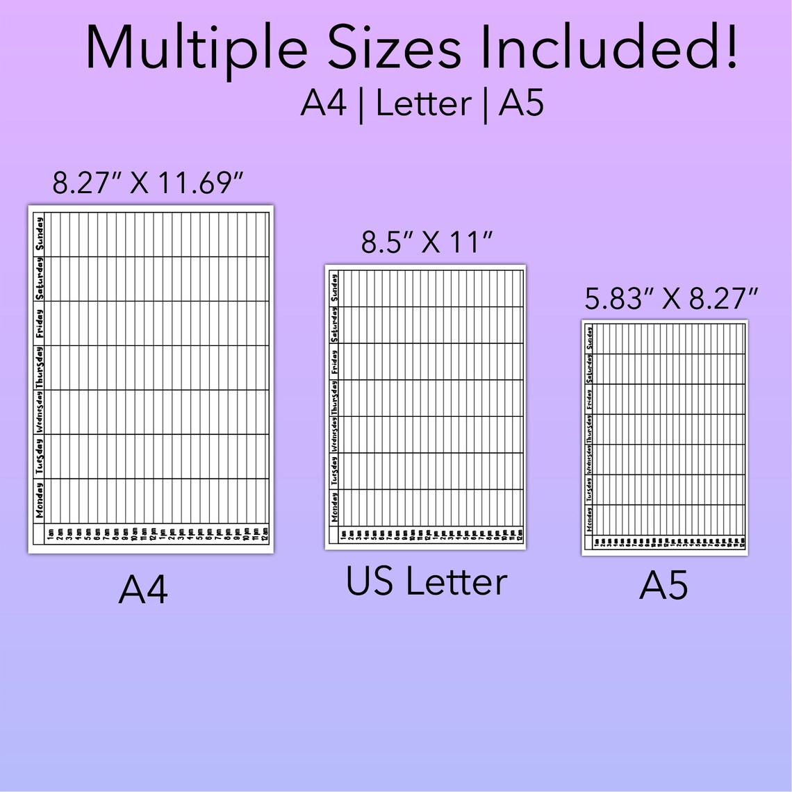 Simple Block Schedule PDF Printable, PDF Printable Schedule, A4 A5 ...
