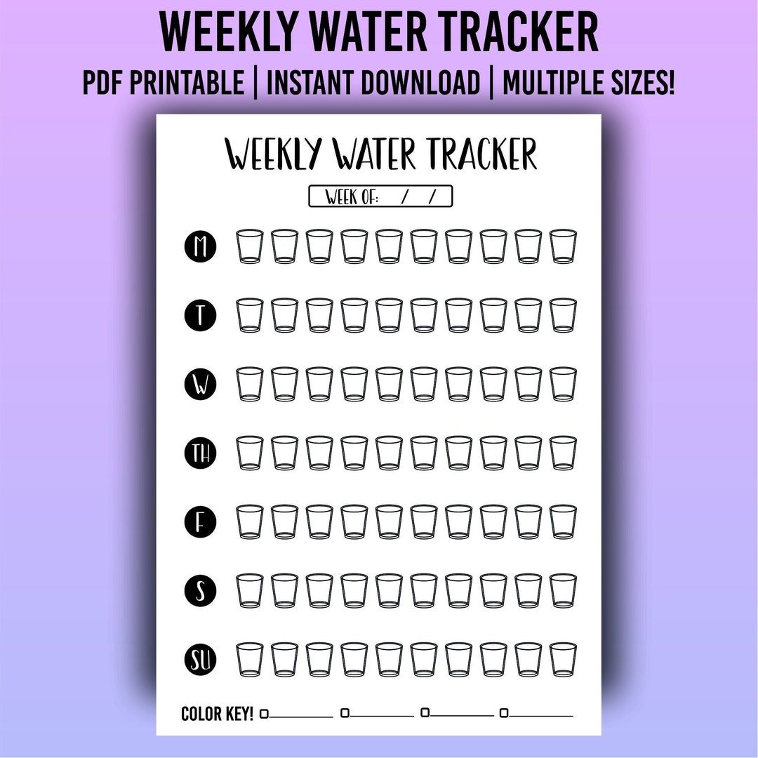 Printable Weekly Water Tracker - Habit Tracker - A4 A5 Letter Size ...