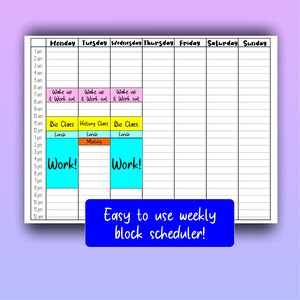 Simple Block Schedule PDF Printable, PDF Printable Schedule, A4 A5 ...