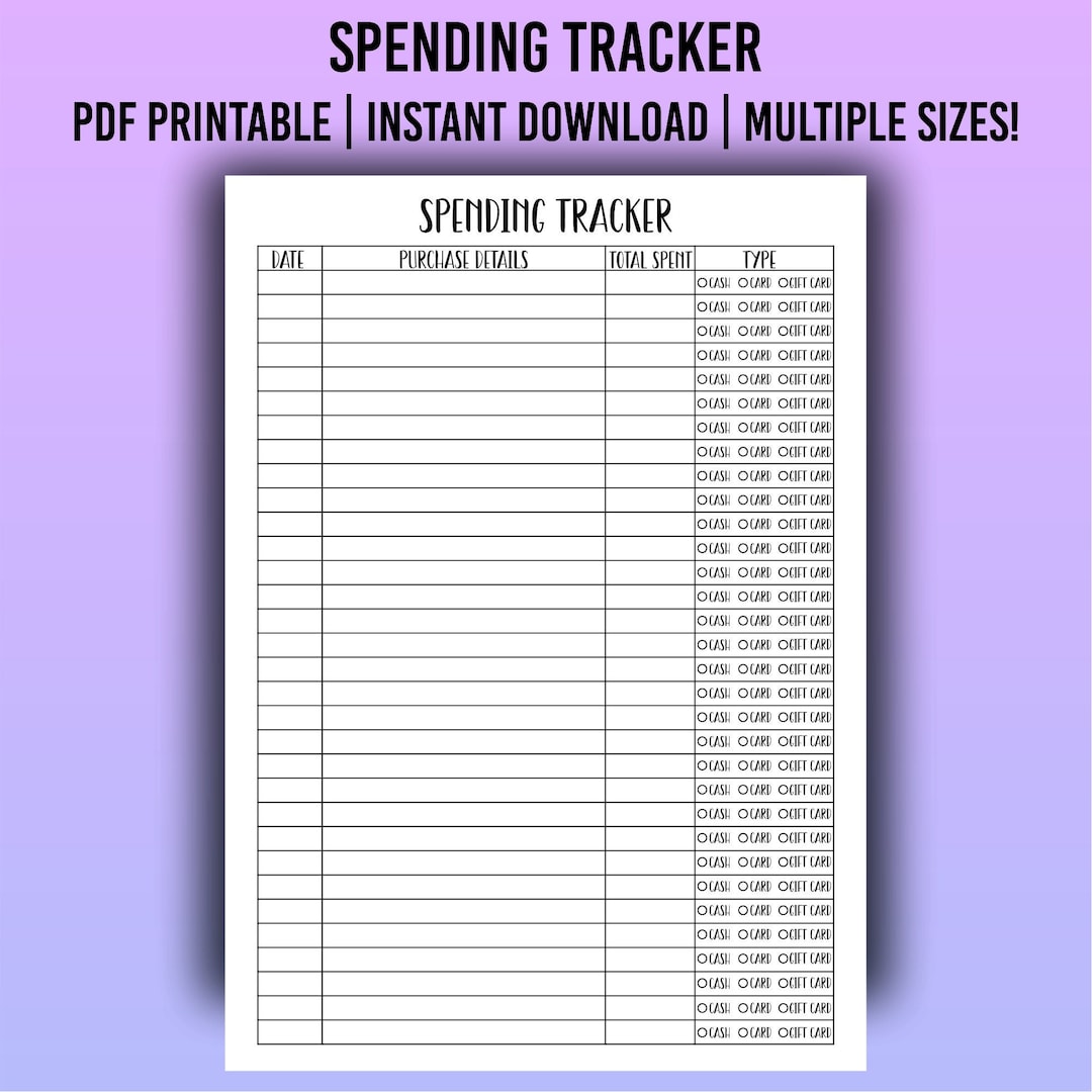 Printable Spending Tracker - Expenses Tracker - A4 A5 Letter Size ...