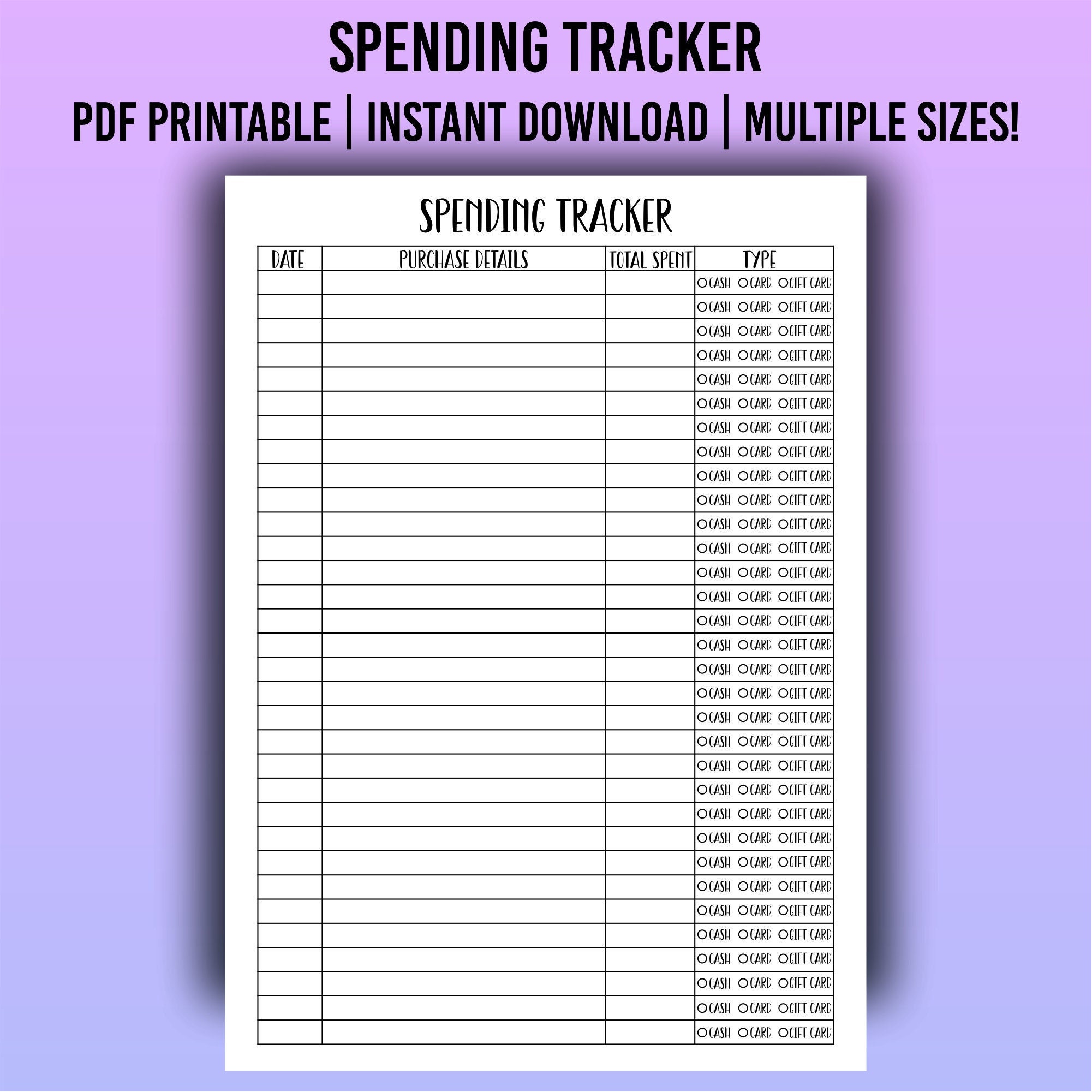 Printable Spending Tracker - Expenses Tracker - A4 A5 Letter Size ...