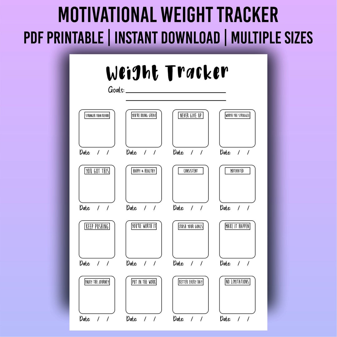 Weight Tracker, Printable Weight Tracker, PDF Weight Tracker, Weekly ...