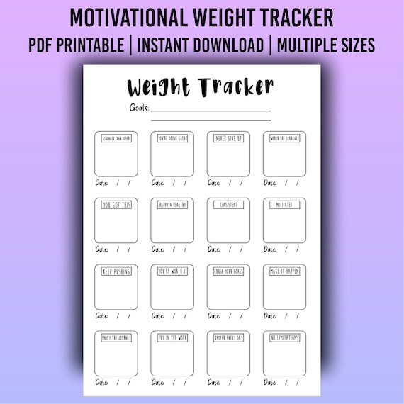 Weight Tracker Printable Weight Tracker PDF Weight Tracker | Etsy