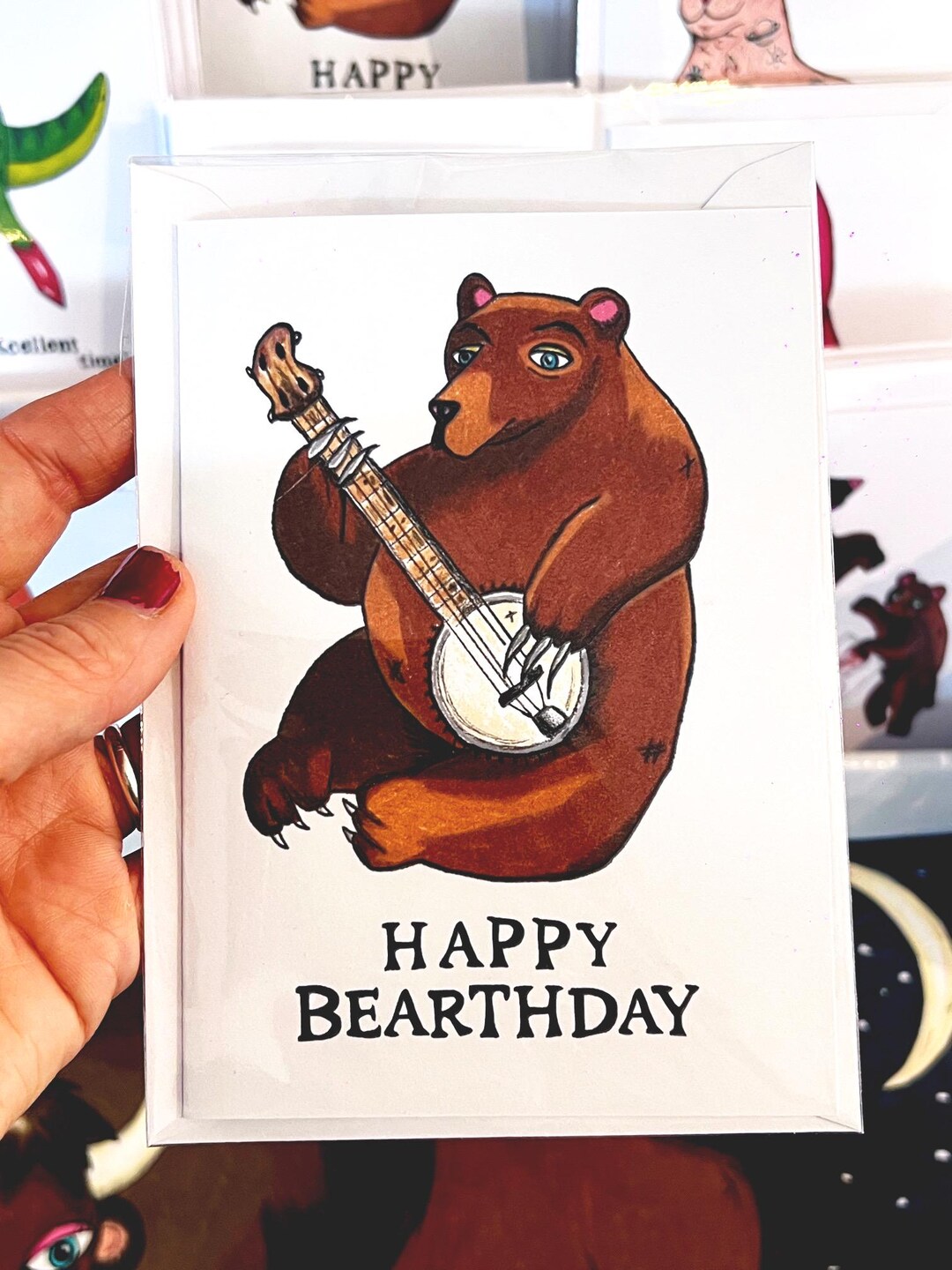Bear Playing Banjo Birthday Card - Etsy