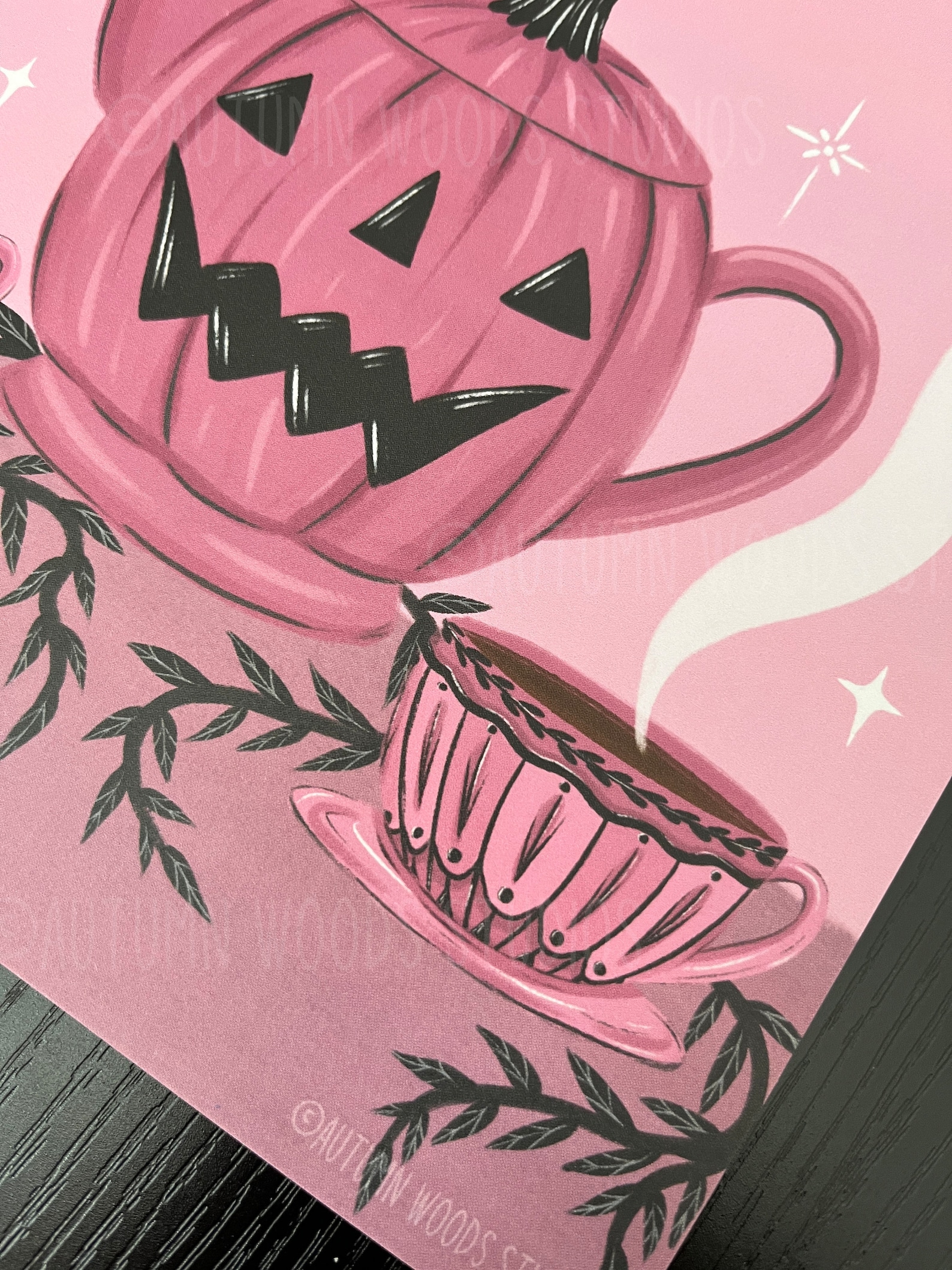 8x8 Pink Spooky Tea Art Print | Halloween Artwork | Pumpkin | Jack O ...
