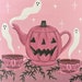 8x8 Pink Spooky Tea Art Print | Halloween Artwork | Pumpkin | Jack O ...