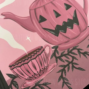 8x8 Pink Spooky Tea Art Print | Halloween Artwork | Pumpkin | Jack O ...