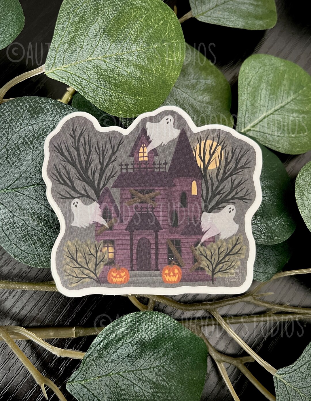 Haunted House Sticker | Halloween Art | Ghosts | Spooky Decoration ...