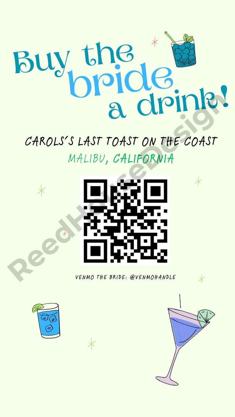 Buy the Bride a Drink - Venmo Template for Bachelorette Parties ...