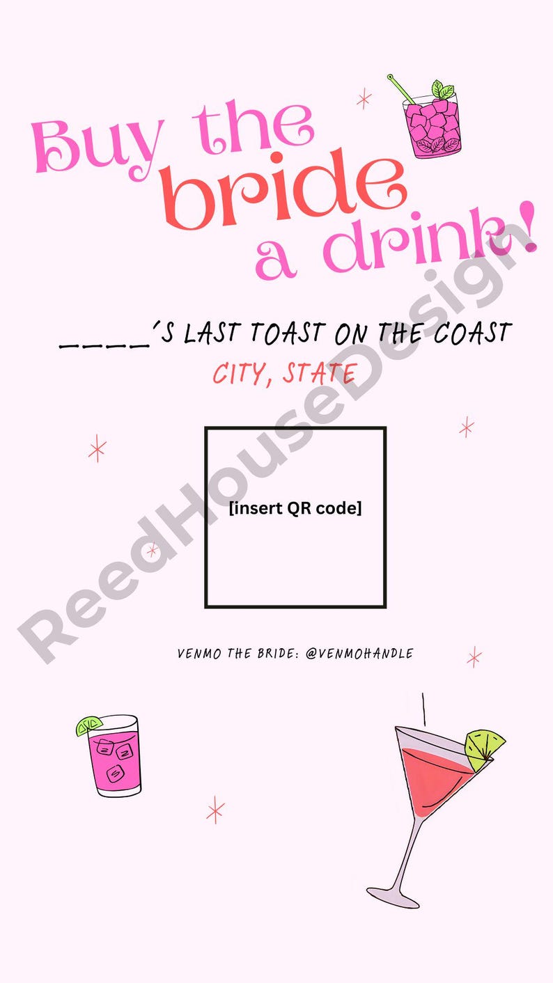 Buy the Bride a Drink - Venmo Template for Bachelorette Parties ...