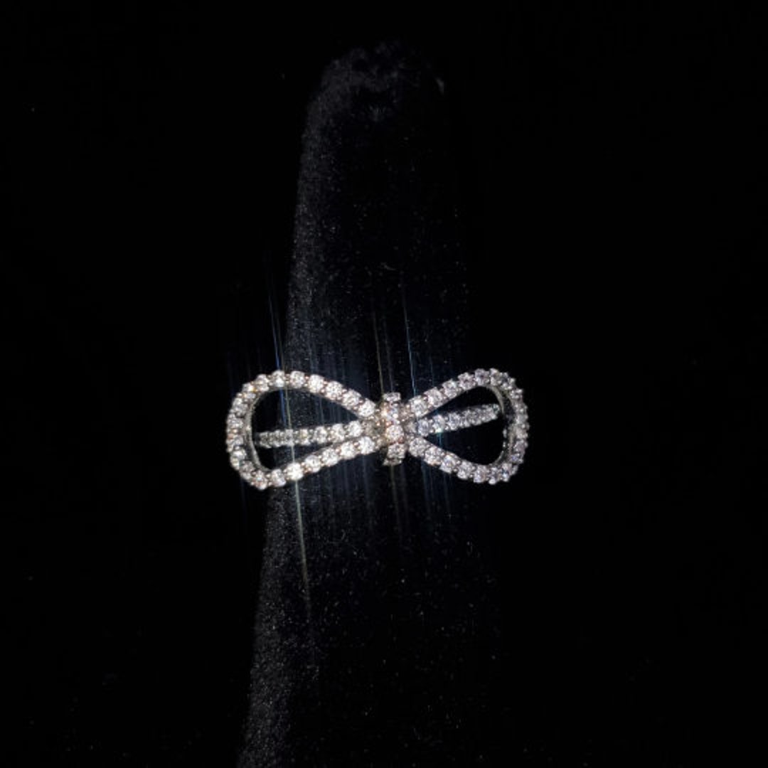 Vintage Silver Stone Bow Ring - Etsy