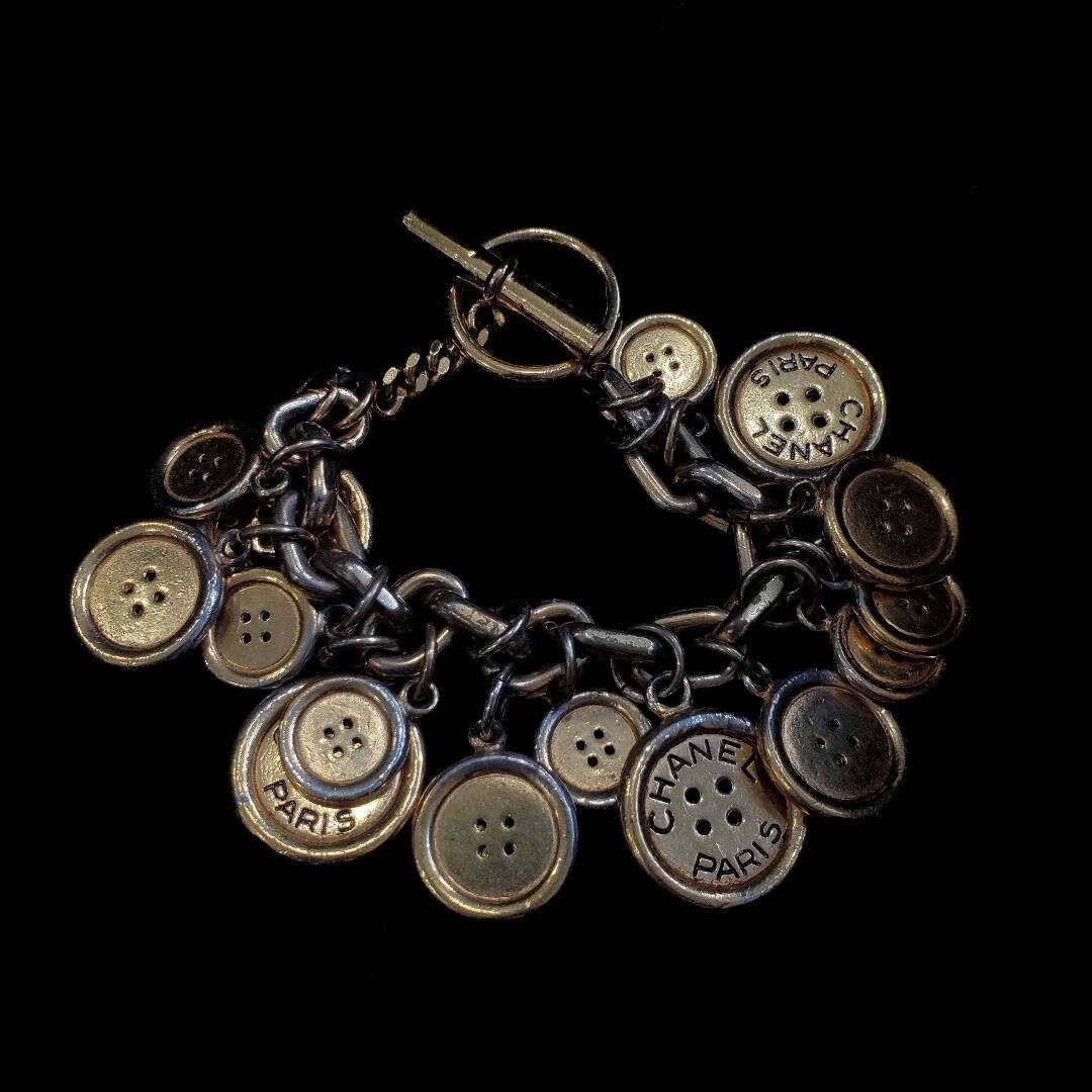 Authentic Vintage CHANEL Button Charm Bracelet - Etsy