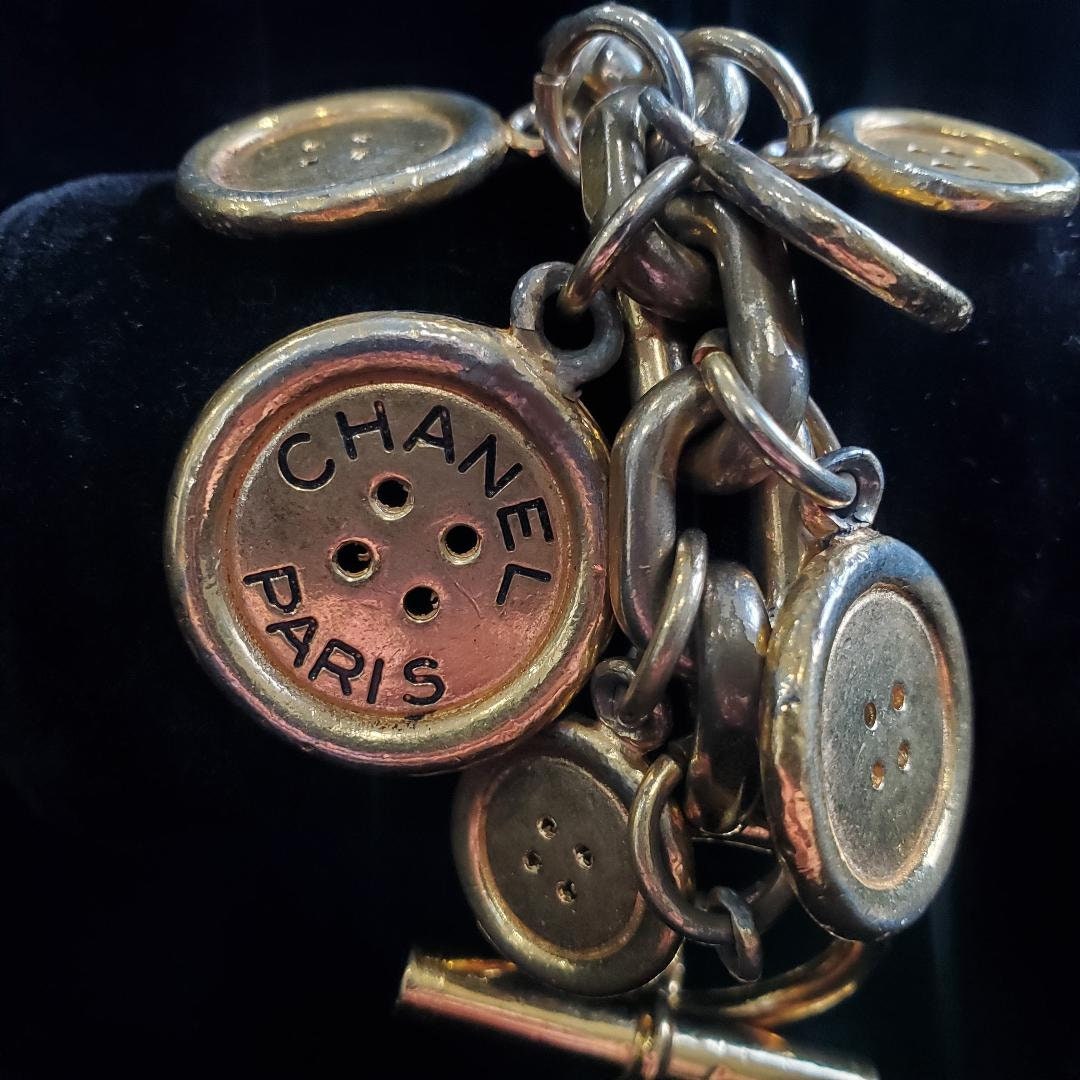 Authentic Vintage CHANEL Button Charm Bracelet - Etsy