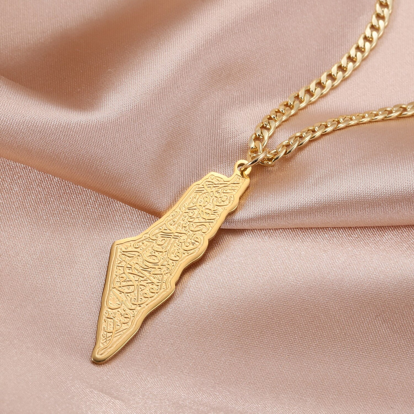 Palestine Necklace - Palestine Map Necklace With Arabic Calligraphy - Etsy