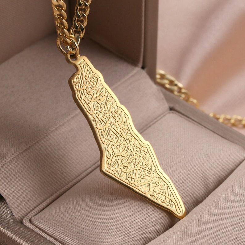 Palestine Necklace - Palestine Map Necklace With Arabic Calligraphy ...
