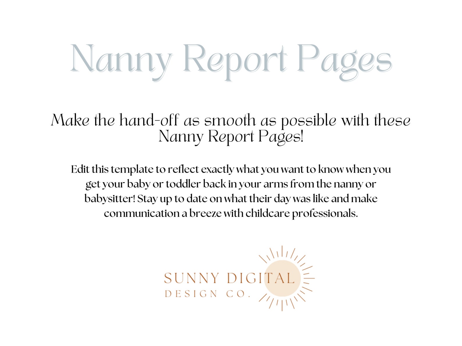 Printable Nanny Babysitter Notes / Nanny Report / Nanny Check List for ...