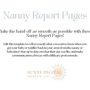 Printable Nanny Babysitter Notes / Nanny Report / Nanny Check List for ...