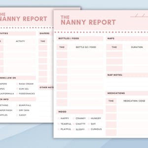 Printable Nanny Babysitter Notes / Nanny Report / Nanny Check List for ...