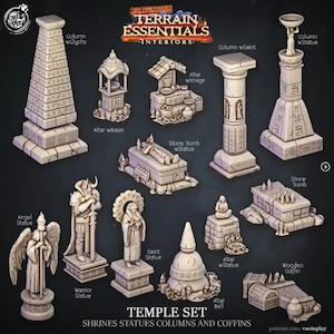 Temple Terrain Set Statues, Columns, & Coffins Terrain Essentials 3D ...