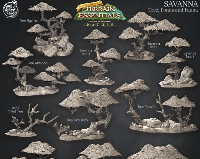 Terrain Essentials Savanna Terrain Trees / Ponds / Fauna 28-32MM ...