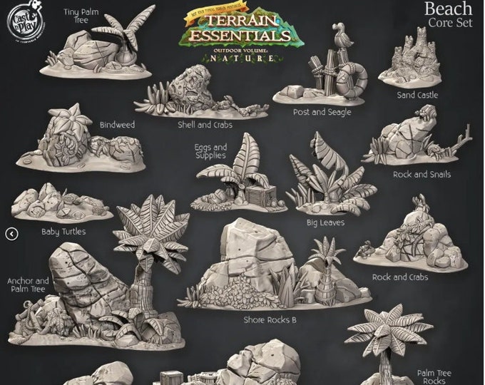 Terrain Essentials Beach Terrain 28-32MM 3D Scenery DND Terrain Fantasy ...