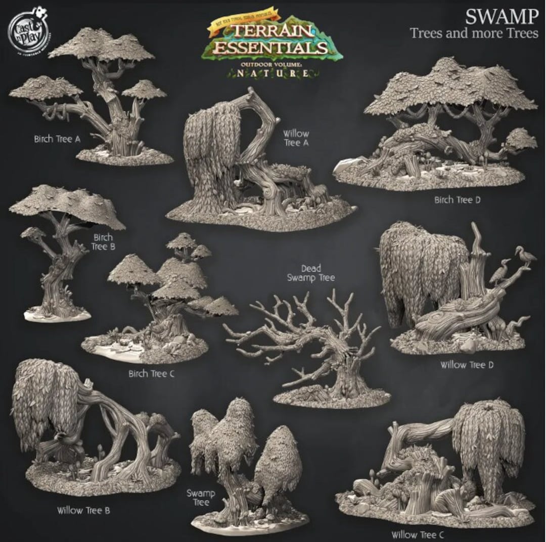 Terrain Essentials Swamp Terrain Swamp Trees 28-32MM Terrain 3D Scenery ...