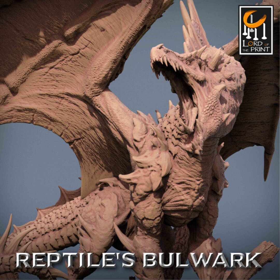 Green Chromatic Dragon Legendary Reptile's Bulwark DND Fantasy 3D Mini ...