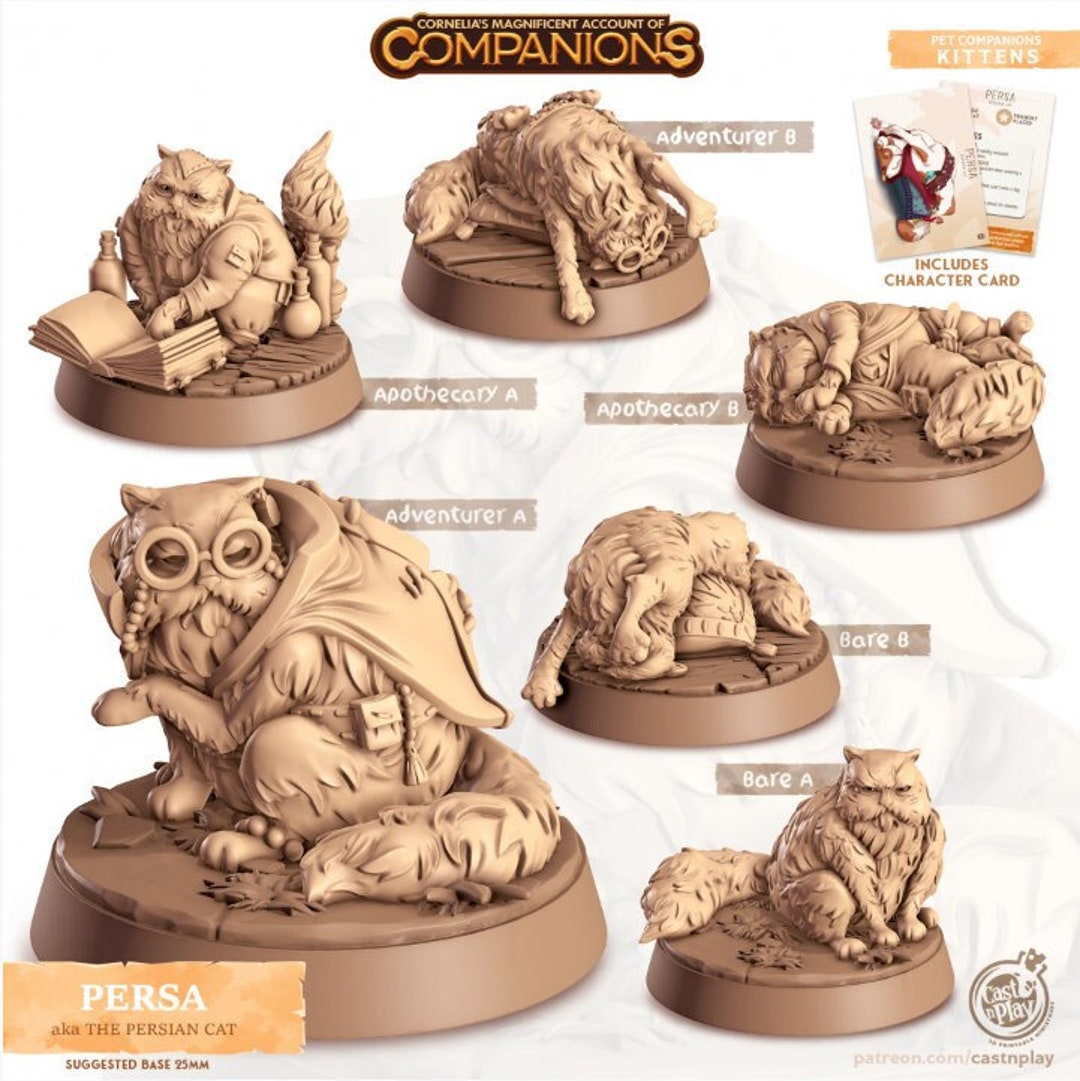 Persa the Persian Cat Dnd Mini Table Top Miniature Companion Miniature ...