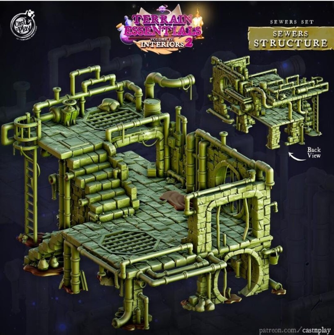 Terrain Essentials Interiors Sewer Structure 28-32MM Terrain 3D Scenery ...