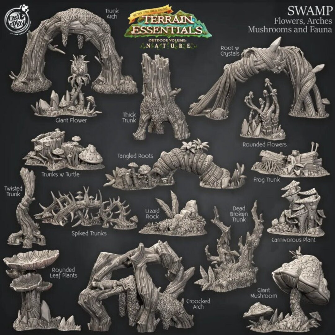 Terrain Essentials Swamp Terrain Arches / Fauna 28-32MM Terrain 3D ...
