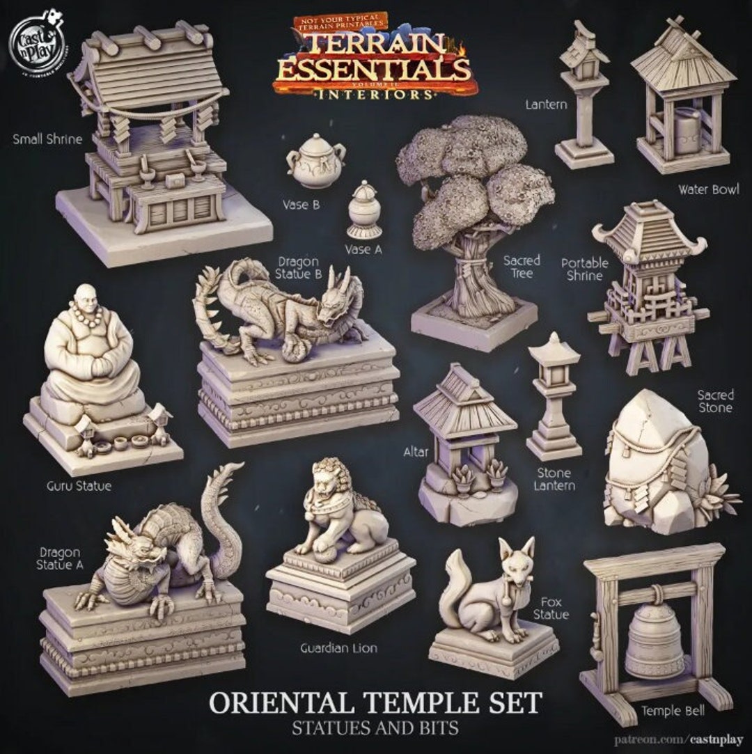 Oriental Temple Set Terrain Essentials 3D Scenery Dnd Terrain Fantasy ...