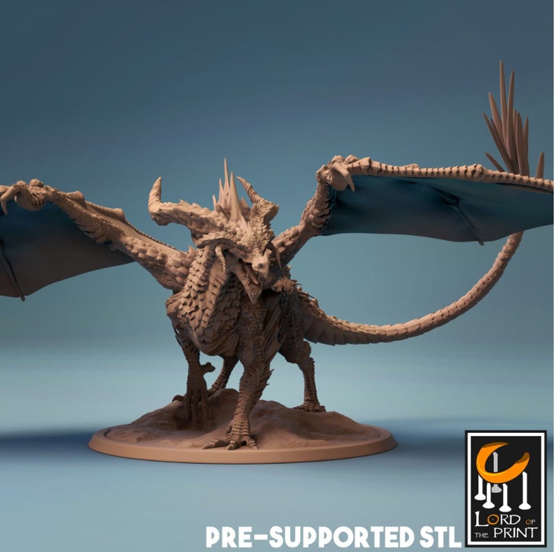 Adult Black Dragon Rescale Miniatures DND RPG Fantasy 3D Printed ...