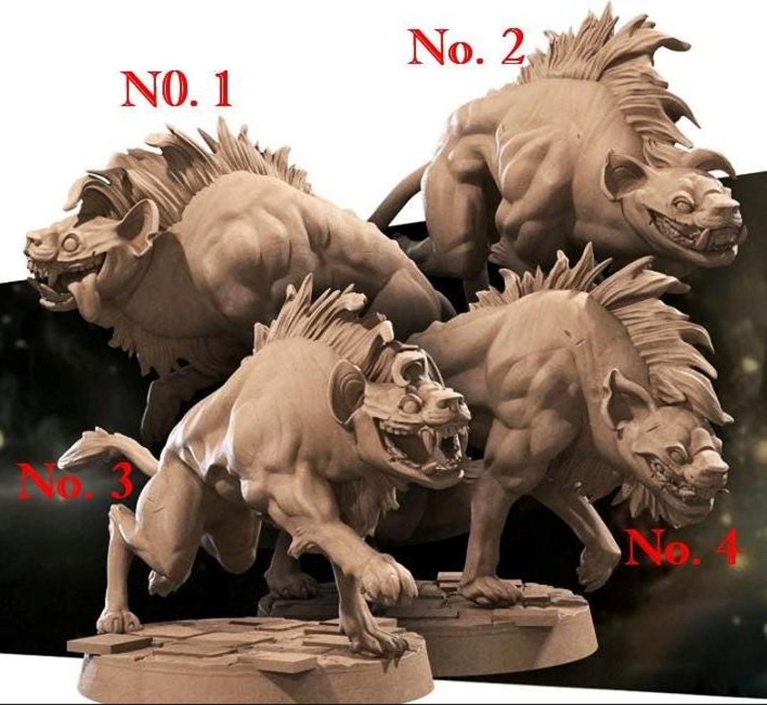Hyenas Dnd Miniature Table Top Miniature 3D Printed Fantasy RPG Epic 5e ...