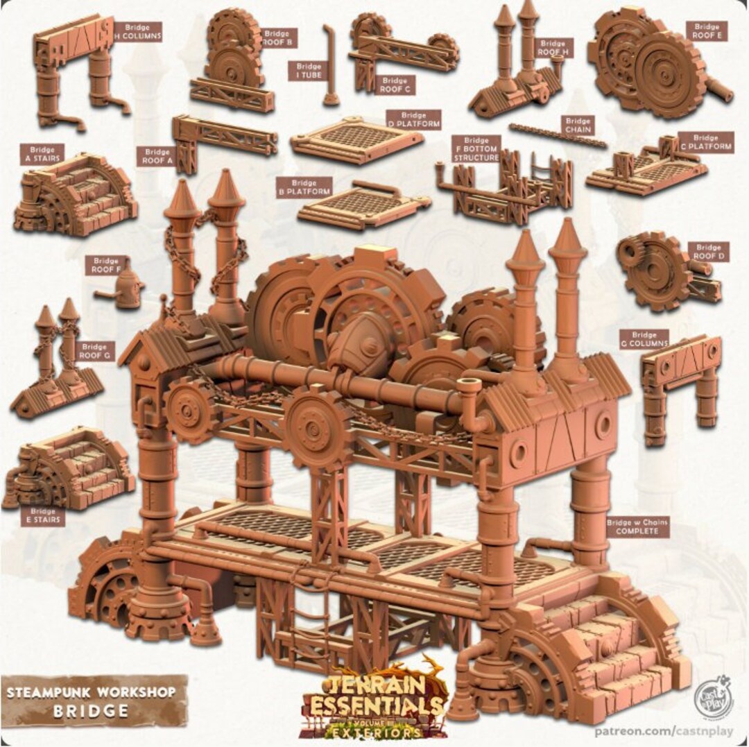 Steampunk City Terrain 3D Steampunk Bridge Outdoor Scenery & Terrain ...