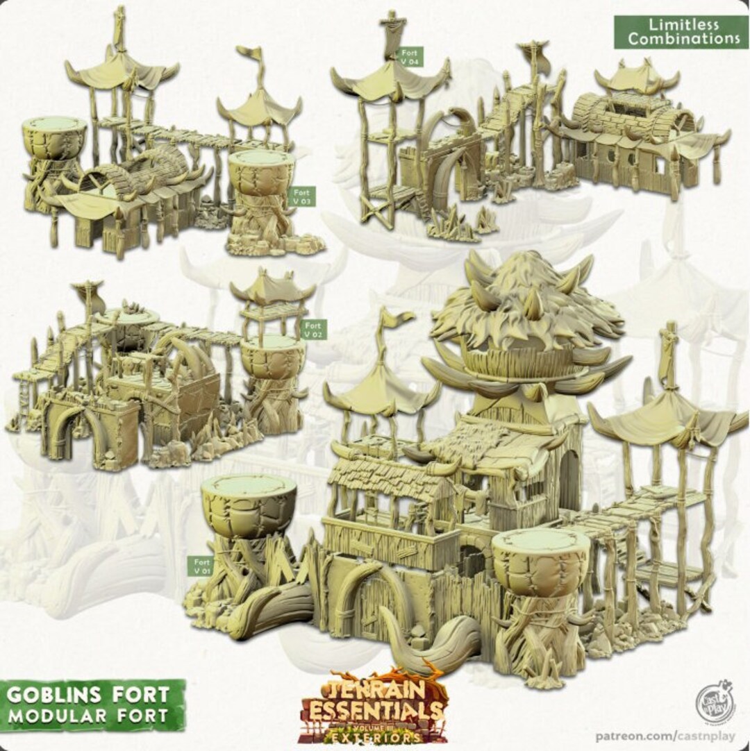 Goblin Modular Fort 3D Goblin Fort Terrain Outdoor Playable Scenery ...