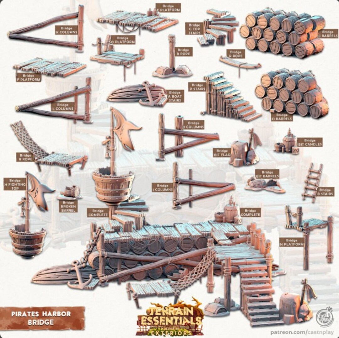 Pirate Harbor Bridge 3D Pirate Harbor Terrain Outdoor Scenery & Terrain ...